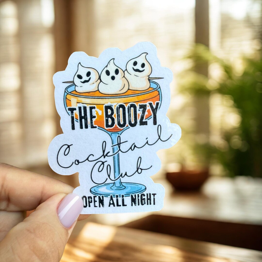Boozy Ghost Halloween Sticker – Funny Drinking Quotes for Spooky Season ...