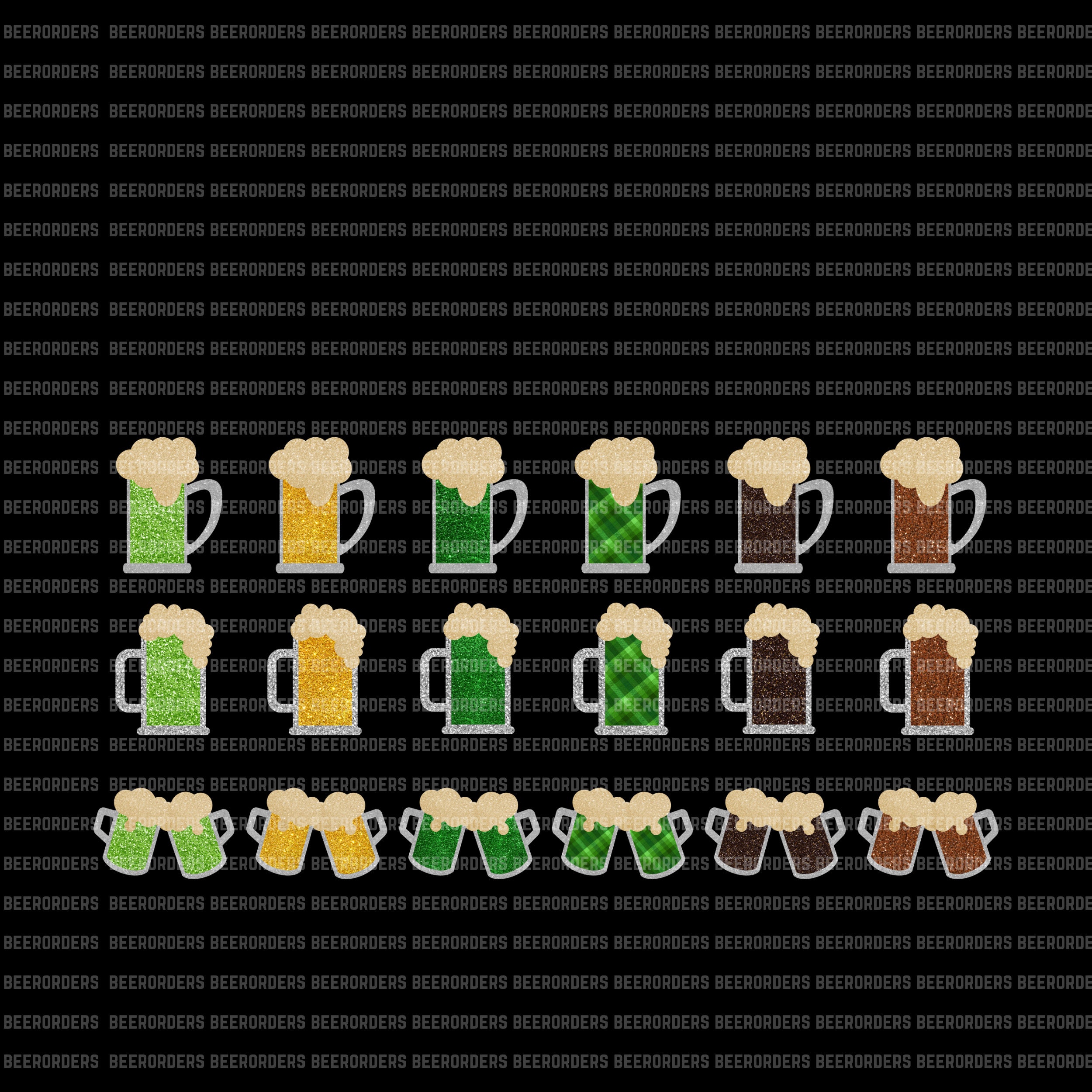 Glitter Beer Clipart Images for St. Patrick's Day - Etsy