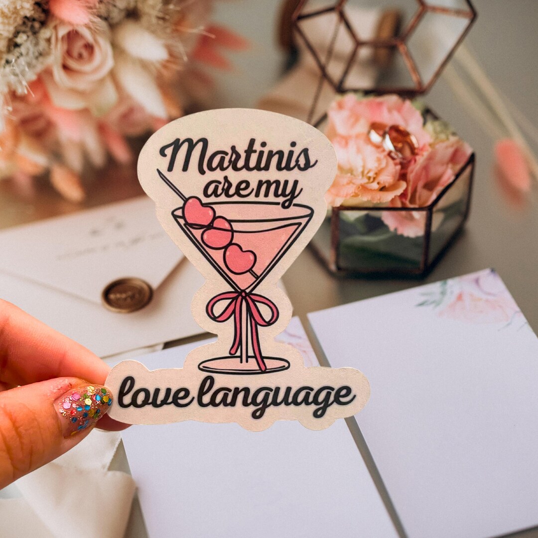 Cute Martini Glass Sticker - Girly Pink Aesthetic - Fun Cocktail Drink ...
