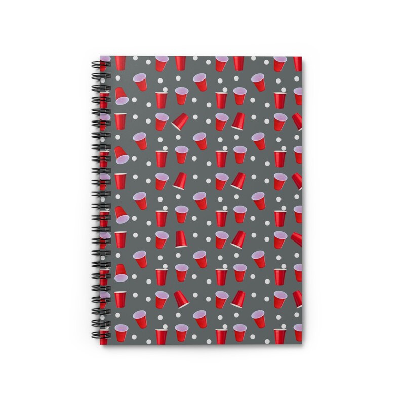 Spiral Notebook Red Solo Cups and Beer Pong Balls, College Dorm Decor ...