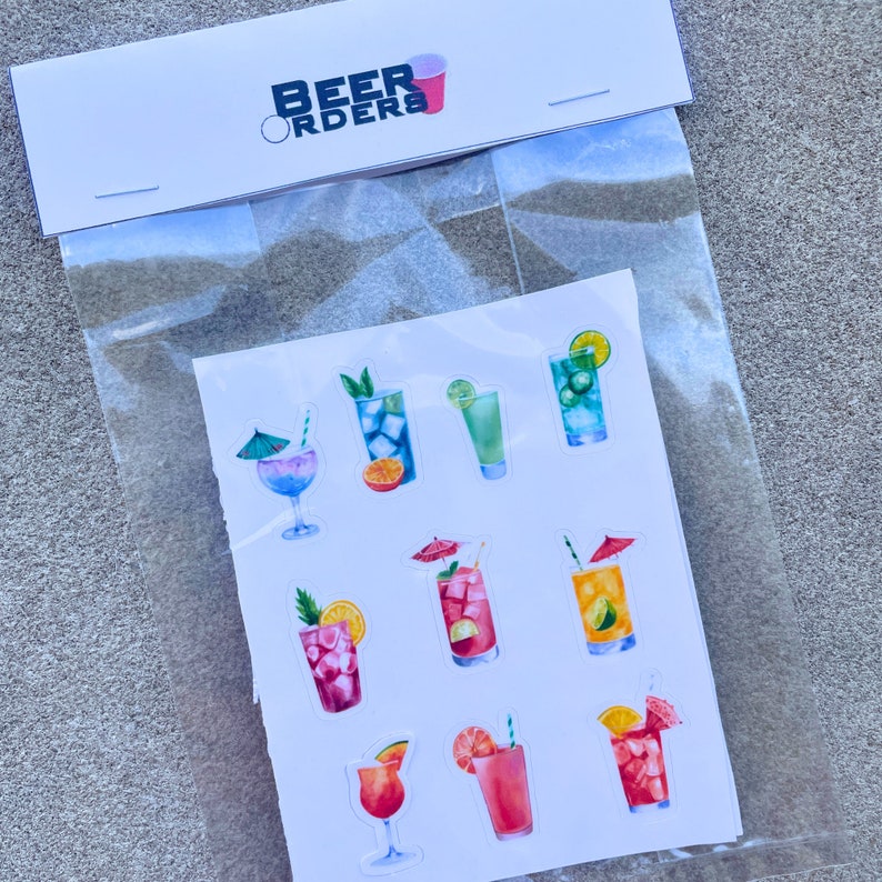 Cute Scrapbook Stickers Mini Watercolor Cocktail Sticker Sheet Set, Fun ...