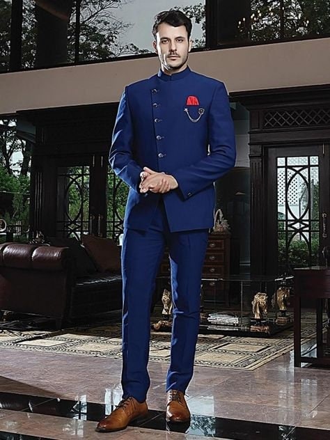 Indian Ethnic Stylish Contrast Jodhpuri Suit for Men Mandarin - Etsy