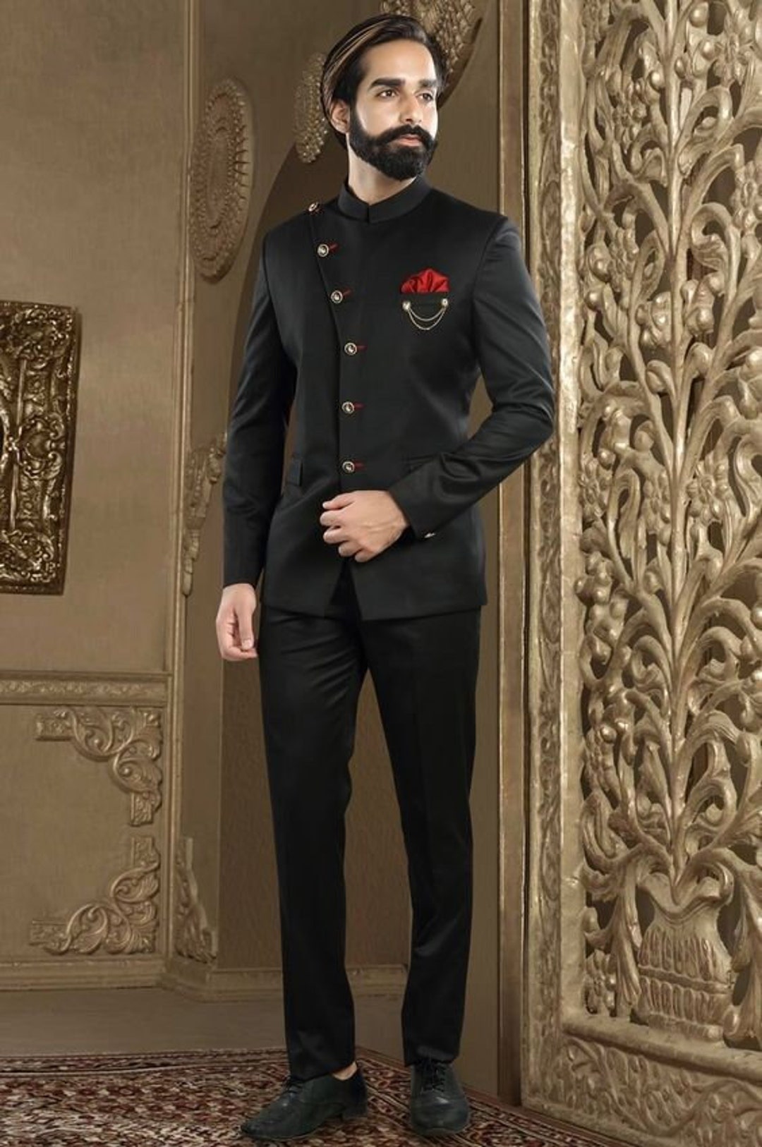 Indian Ethnic Stylish Jodhpuri Suit for Men Mandarin Suit for Men ...