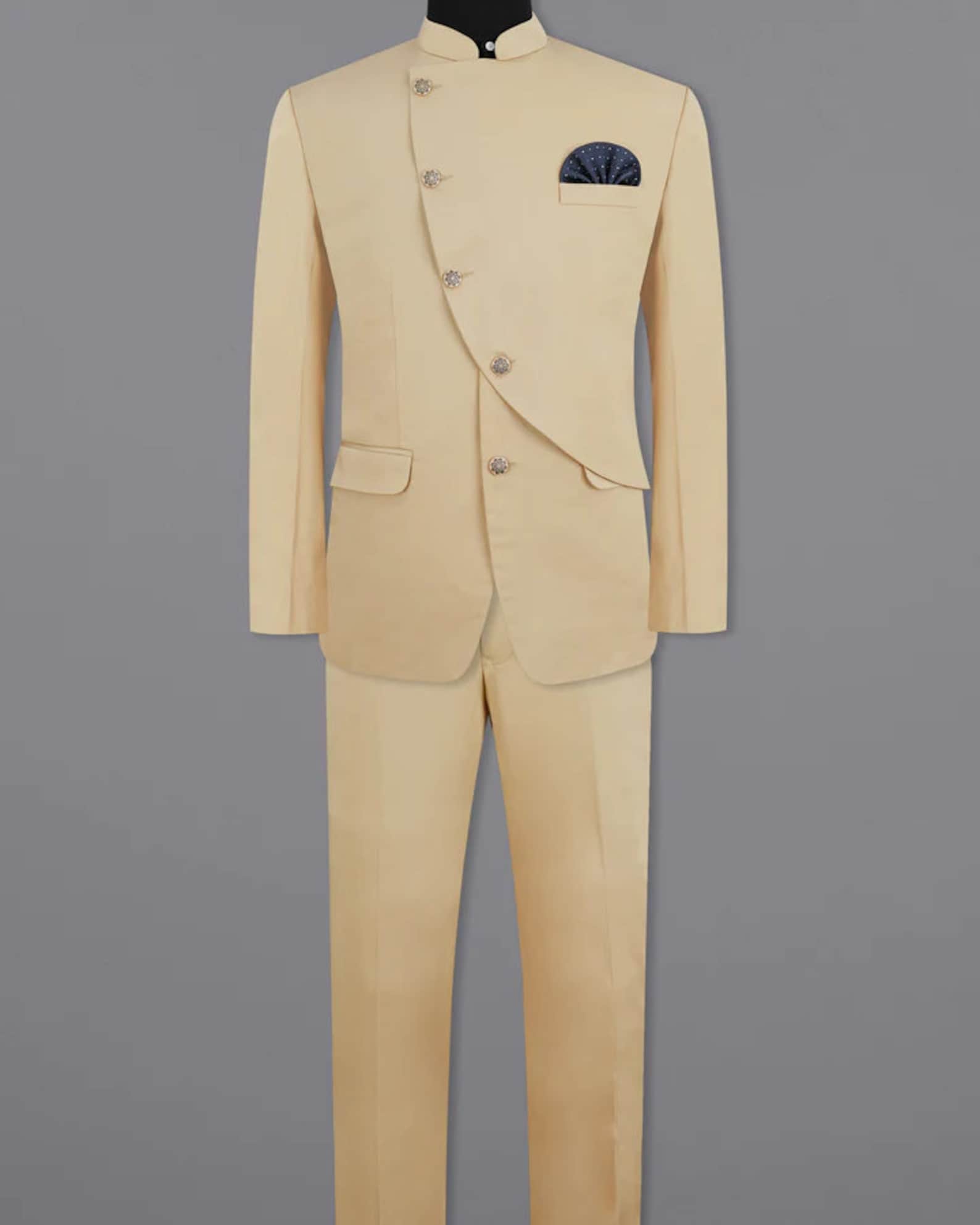 Beige Indian Ethnic Stylish Jodhpuri Suit for Men Mandarin - Etsy