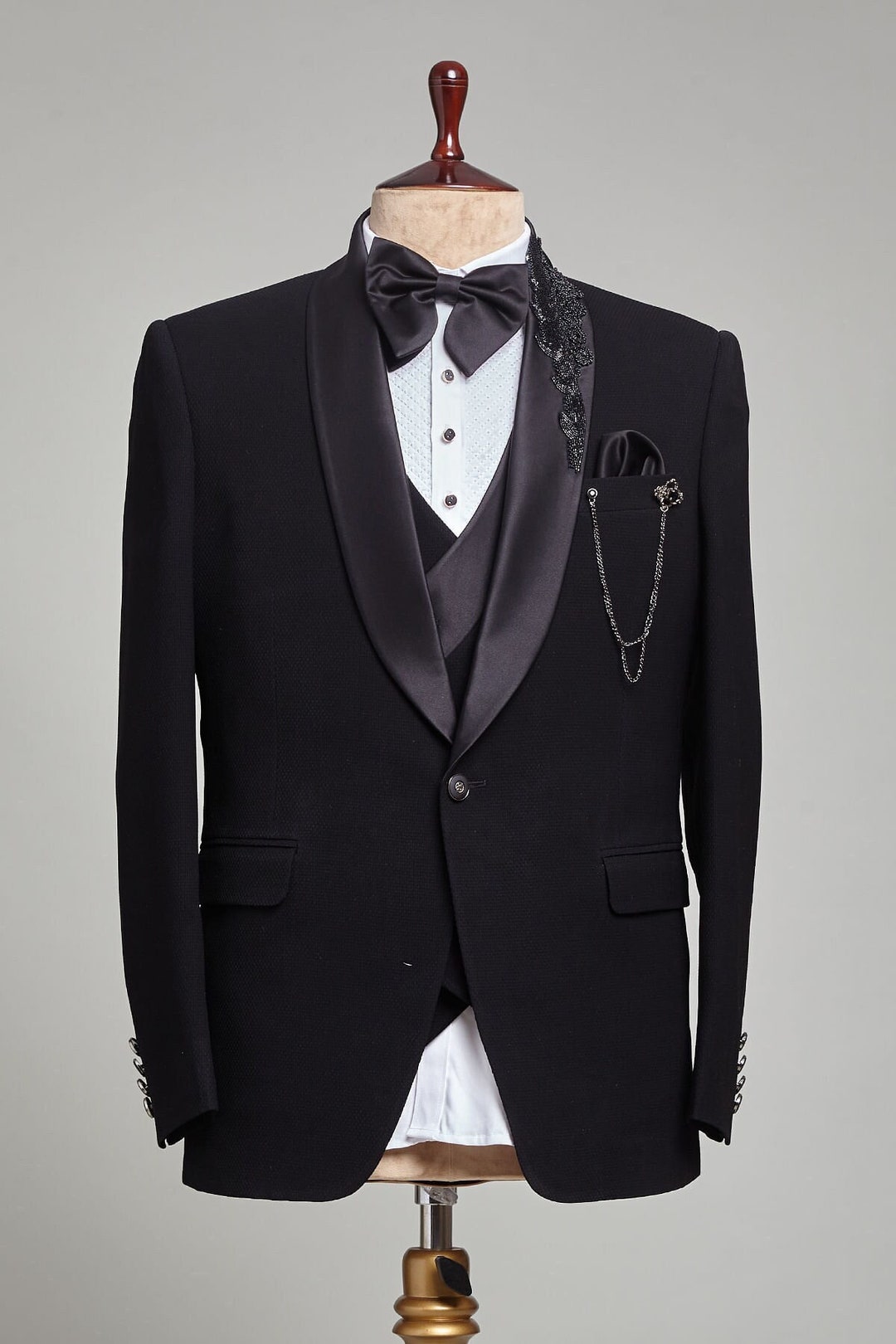 Work Tuxedo Suit for Man, Italian Fabric Stylish Dinner One Button ...