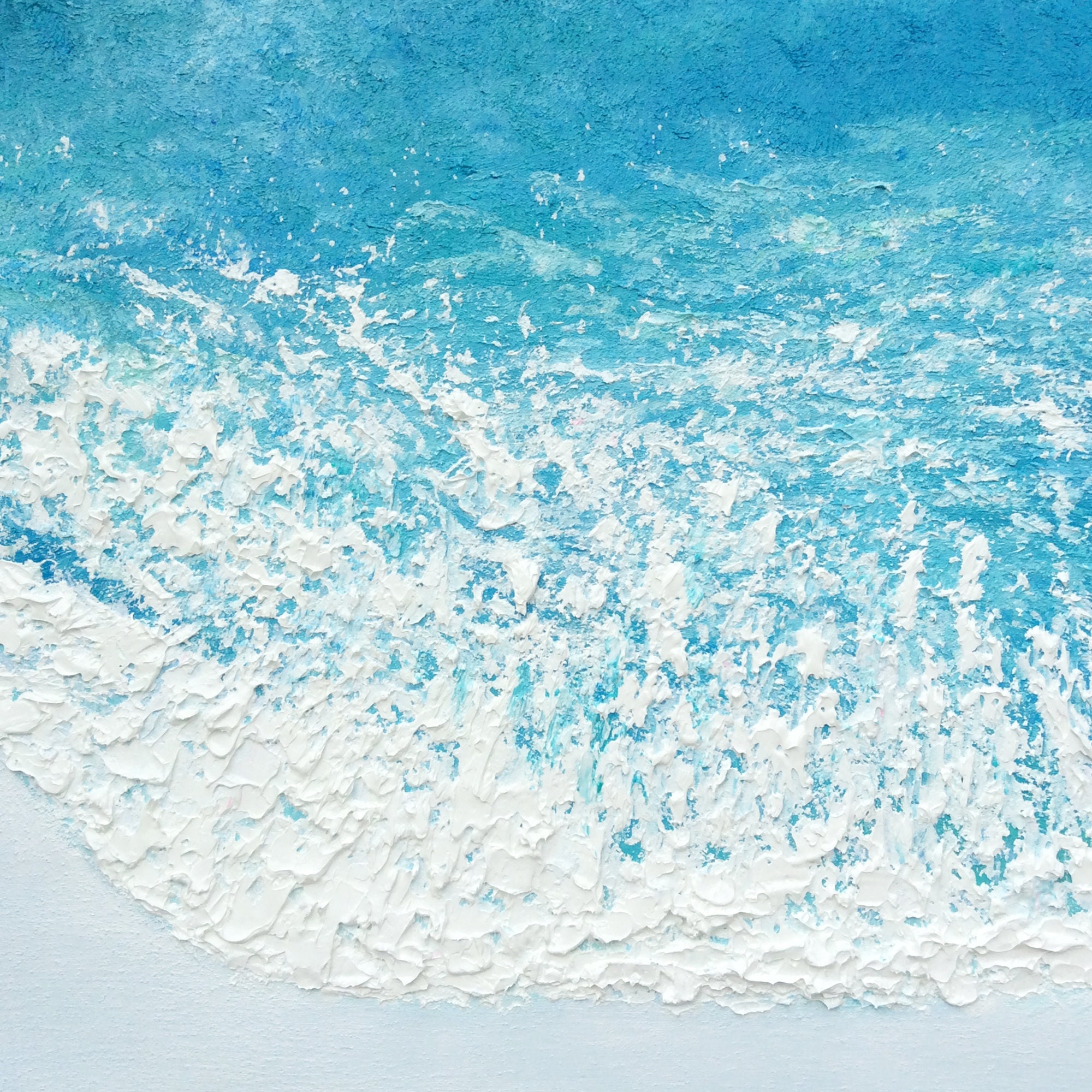 Blue Ocean Custom Painting White Wave Texture Wall Art - Etsy