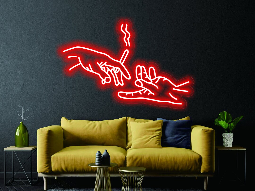 Smoking Hand Neon Sign Joint Neon Sign Smoke Shop Led Sign Etsy
