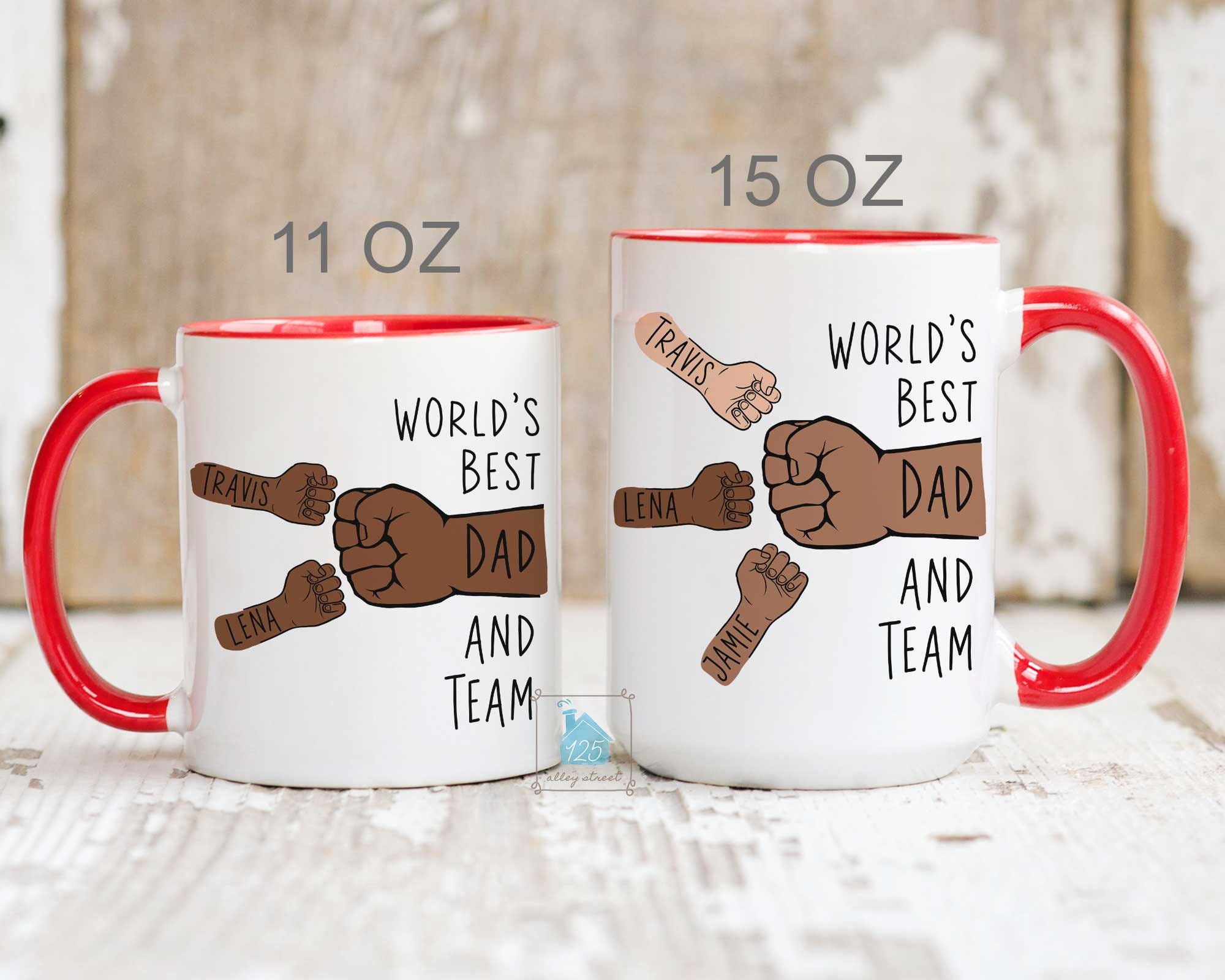 Personalized Dad Fist Bump Mug, Dad Mug With Kids Names, Fathers Day ...
