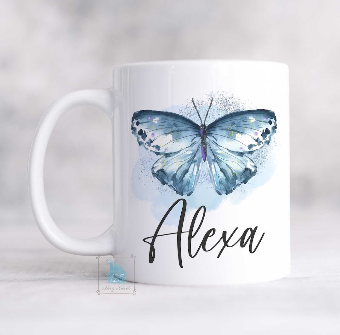 Butterfly Mug, Butterfly Gift, Butterfly Coffee Mug, Personalized Blue ...