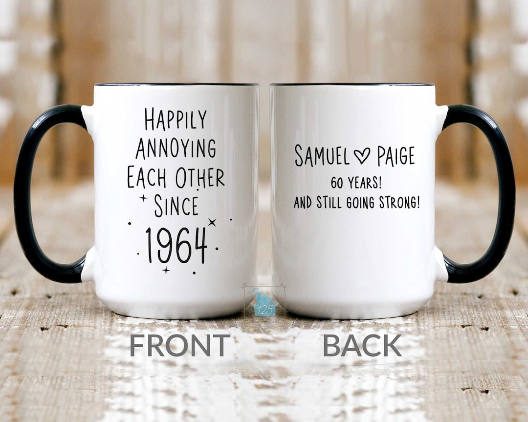 60th Anniversary Mug, 60 Year Wedding Anniversary Gift for Mom Dad ...