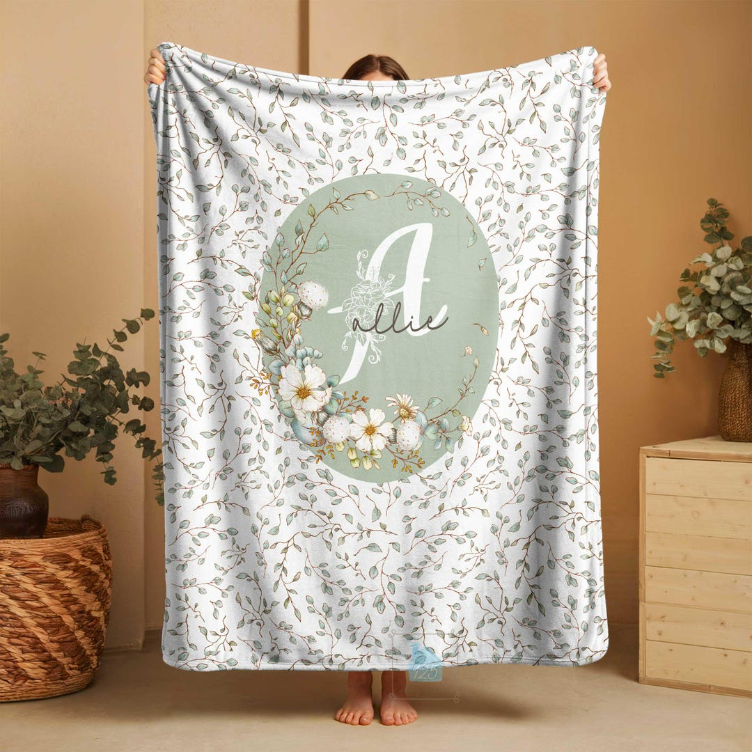 Personalized Baby Blanket, Custom Baby Name Initial Blanket, Monogram ...