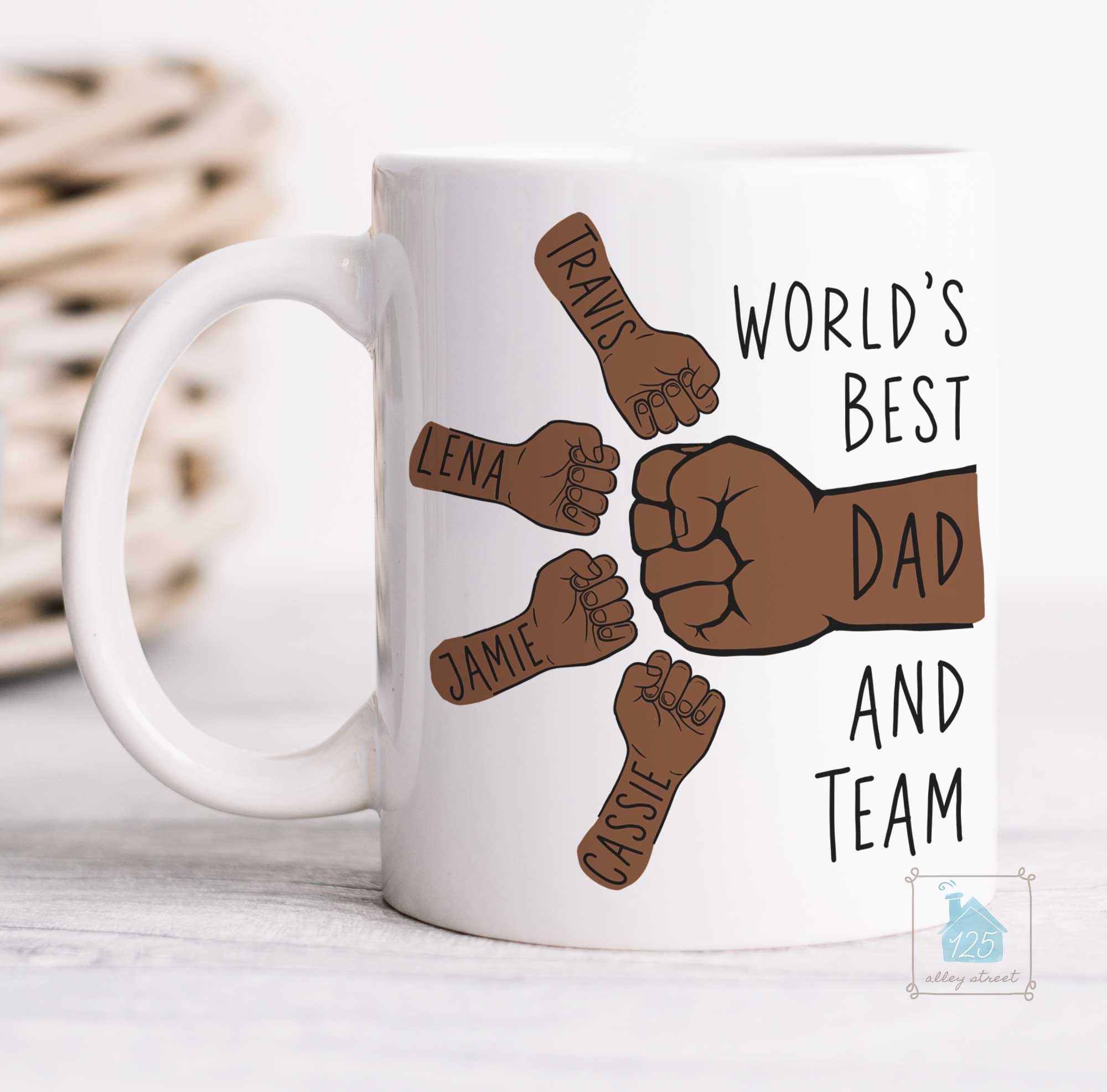 Personalized Dad Fist Bump Mug, Dad Mug With Kids Names, Fathers Day ...