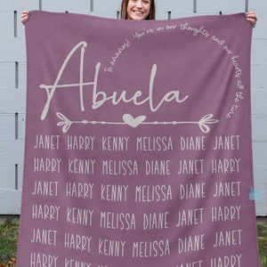 Abuela Blanket, Personalized Abuela Gift for Grandma Christmas Blanket ...