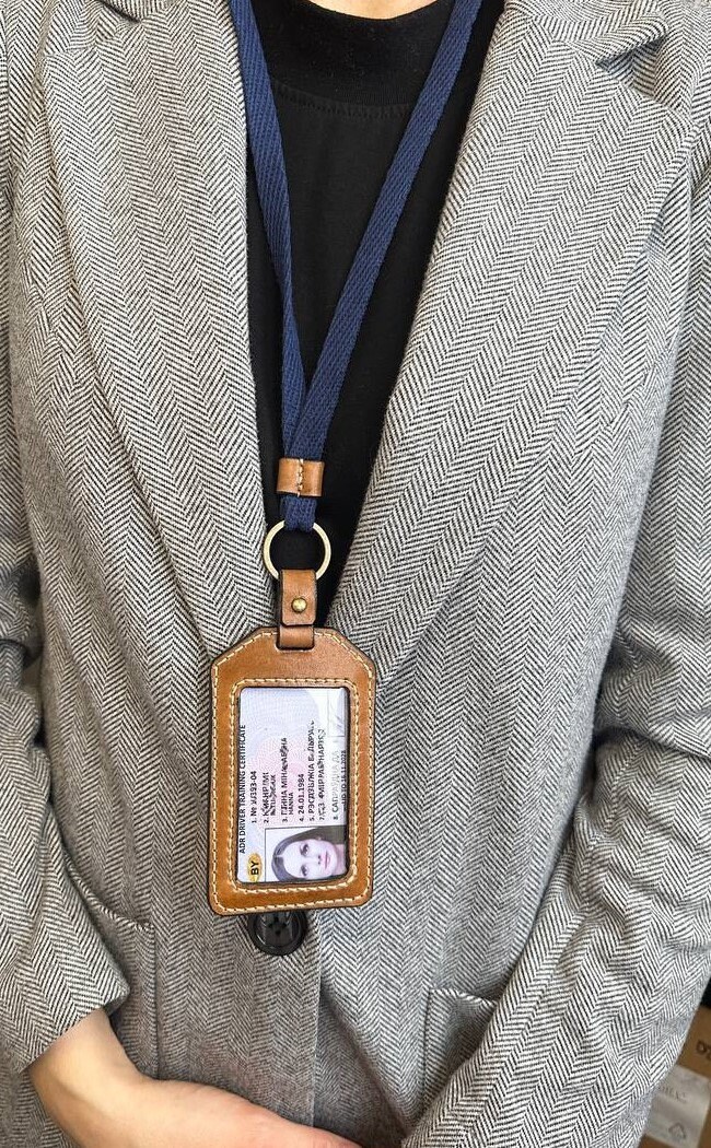 Badge Carrier for Work Office, Leather Pass Case, Custom Leather ID ...