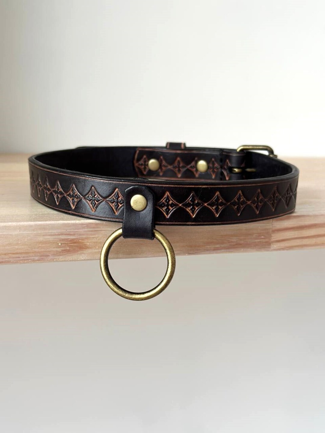 A Unique Leather Choker Collar With a Handmade O-ring, Black, Custom ...