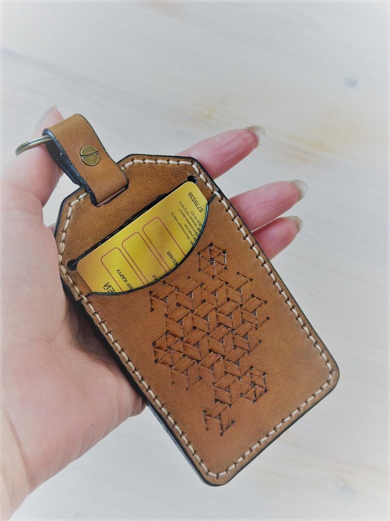 Leather Pass Case, Small Wallet for Cards, Custom Leather ID Card ...