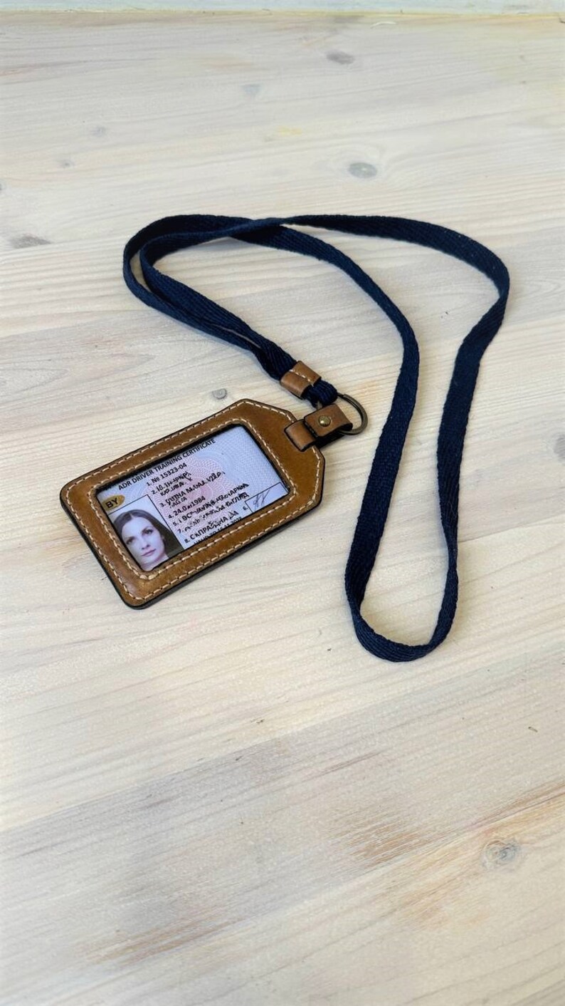 Badge Carrier for Work Office, Leather Pass Case, Custom Leather ID ...
