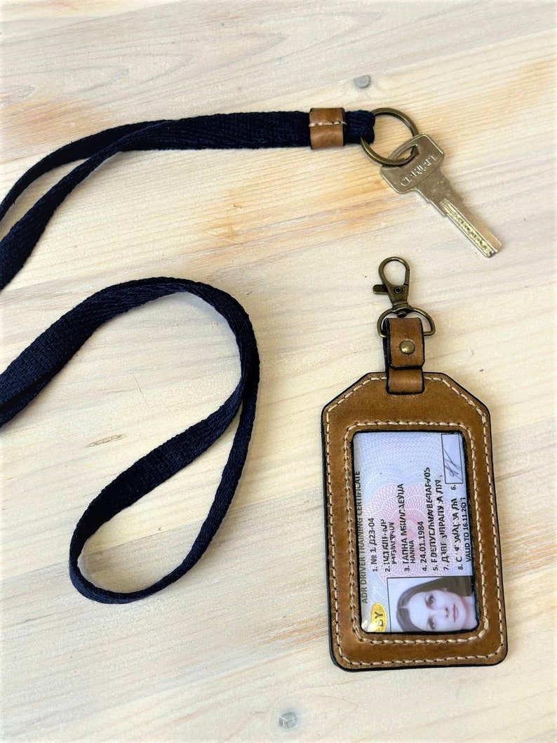 Badge Carrier for Work Office, Leather Pass Case, Custom Leather ID ...