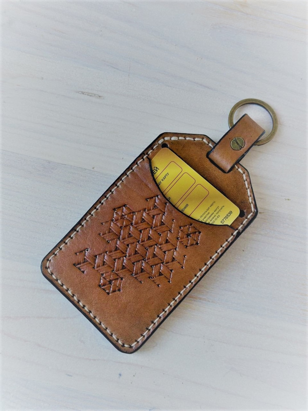 Leather Pass Case, Small Wallet for Cards, Custom Leather ID Card ...