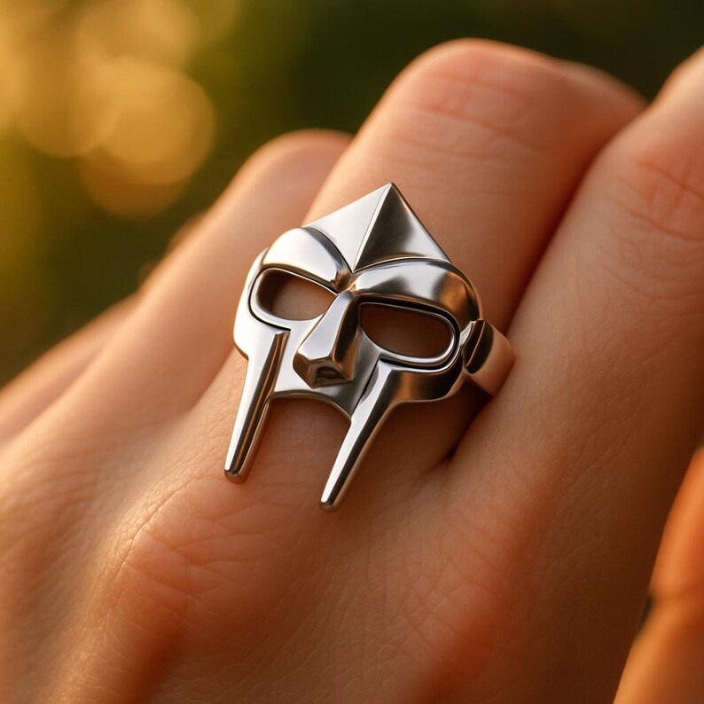 Sterling Silver MF DOOM Mask Ring – Villain Face Hip Hop Ring – Rap ...