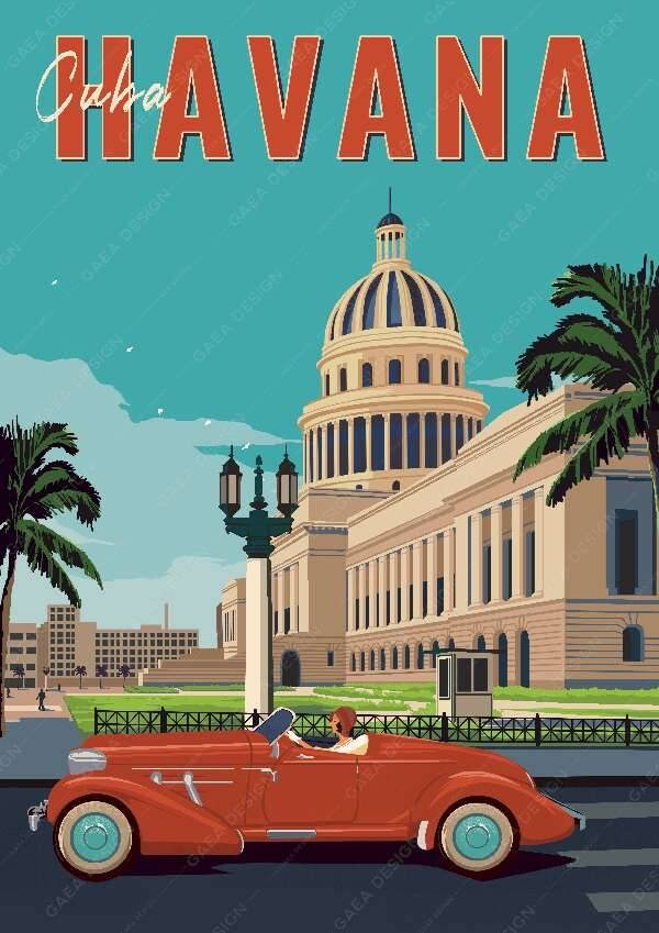 Havana Cuba Travel Poster Havana Cuba Poster, Vintage Havana Cuba ...