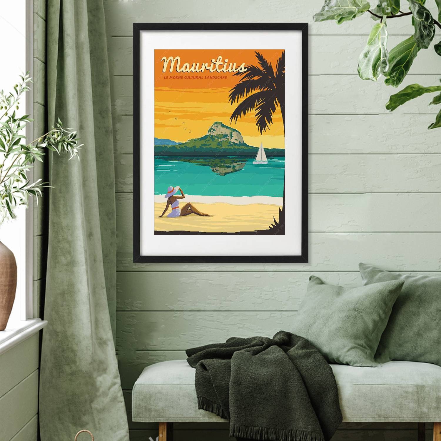 Le Morne Mauritius Personalized Vintage Travel Poster Print, Travel Map ...