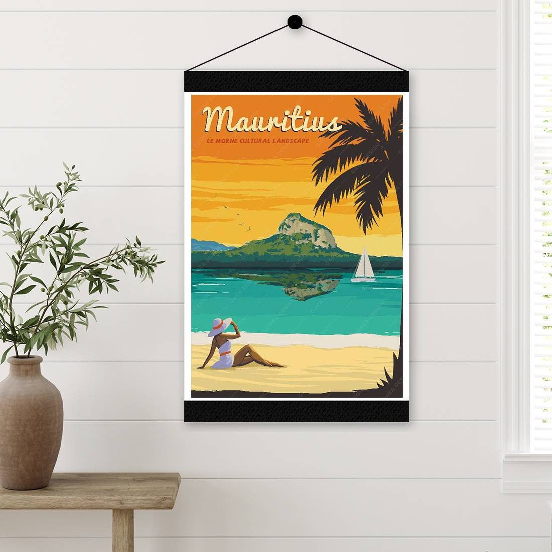 Le Morne Mauritius Personalized Vintage Travel Poster Print, Travel Map ...