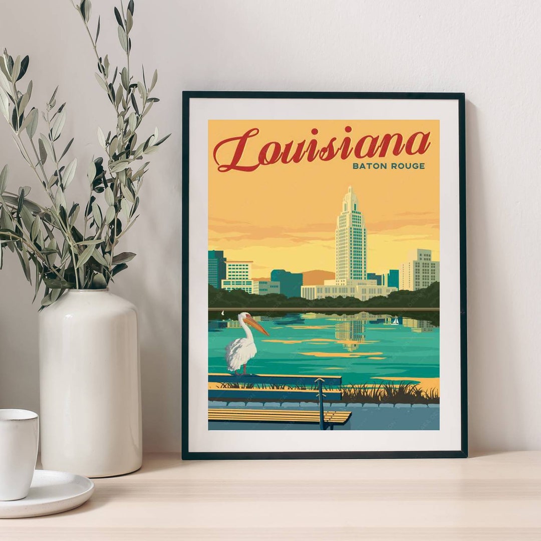 Baton Rouge Louisiana Personalize Vintage American City Poster Art ...