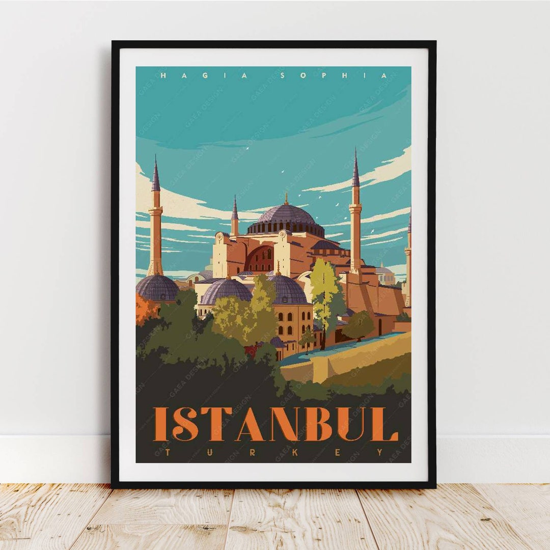 Istanbul Turkey Vintage Travel Poster Poster Paper or Canvas Print ...