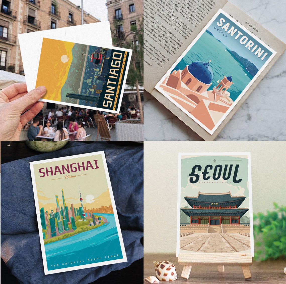 H Set of 9 Pcs Custom Postcards Money Saver Vintage World Travel City ...