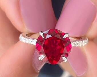 Lab Created Ruby Ring - Etsy