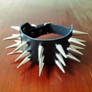 Handmade Gunmetal Black Spike Leather Cuff Bracelet: 20mm Studded Punk ...