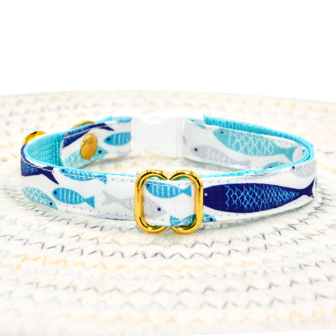Sea Fish Cat Collar Bow Tie Set With Bell, Small Dog Sizes - Etsy