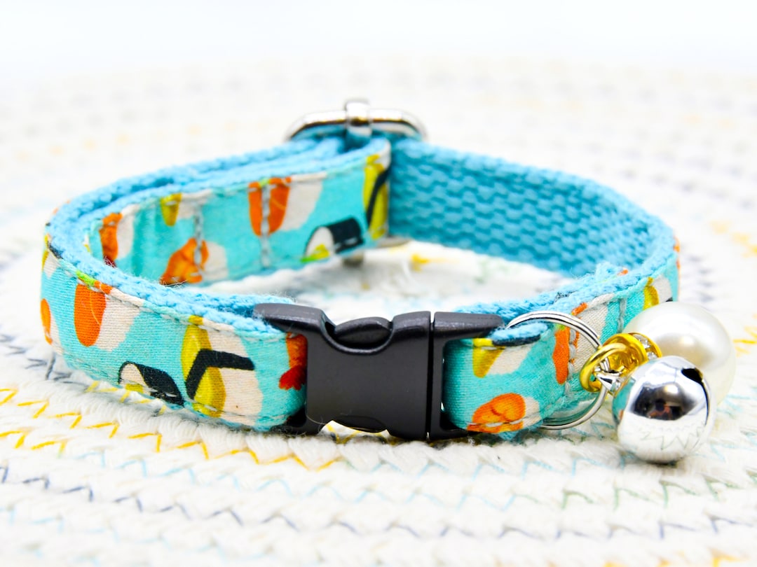 Cat Collar, Sushi, Blue Cat Collar Bell and Pearl / Wedding / Cat ...