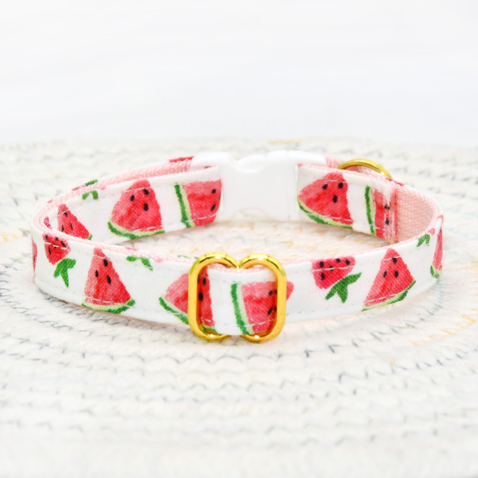 Watermelon Cat Collar Bow Tie, Gold Cat Collar With Charm, Pink ...