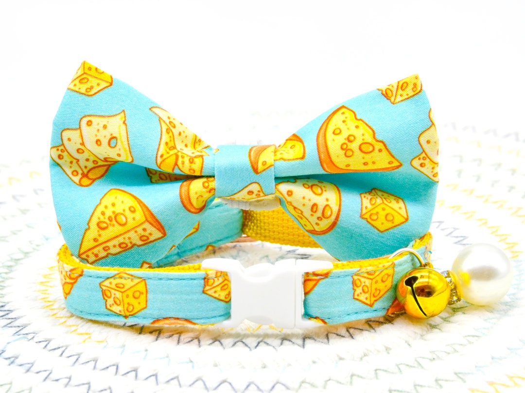 Bow Tie Cat Collar Set, Yellow Cheese + Blue Bottom, Collar Cat Collar ...