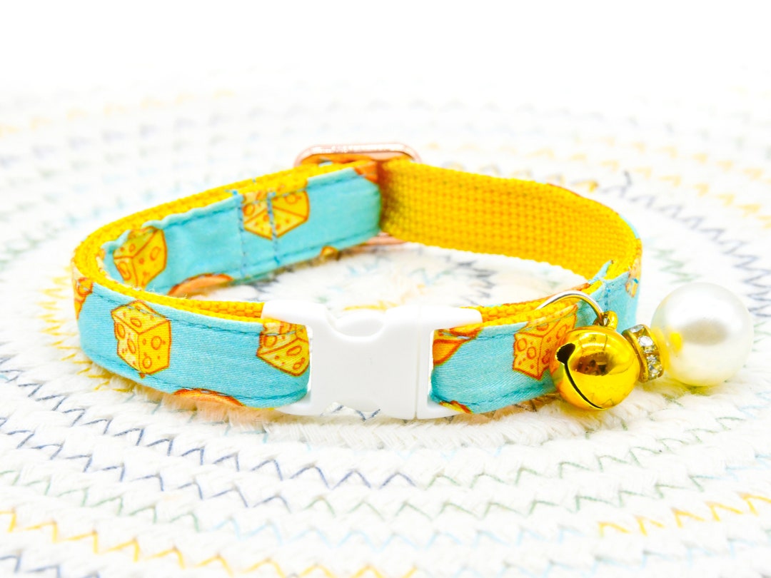 Blue Cheese Cat Collar With Bell and Pearl, Kitten Puppy Collar - Etsy