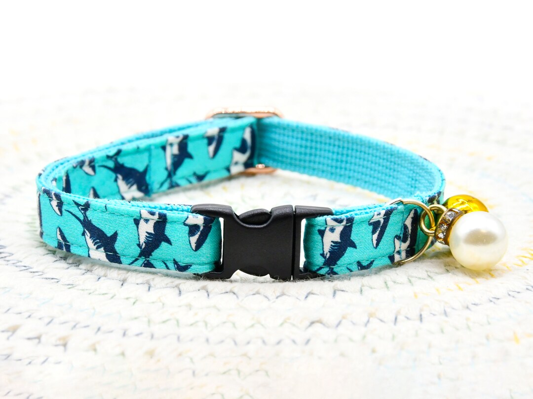 Blue Shark Cat Collar, Bell and Pearl, Kitten & Small Dog - Etsy