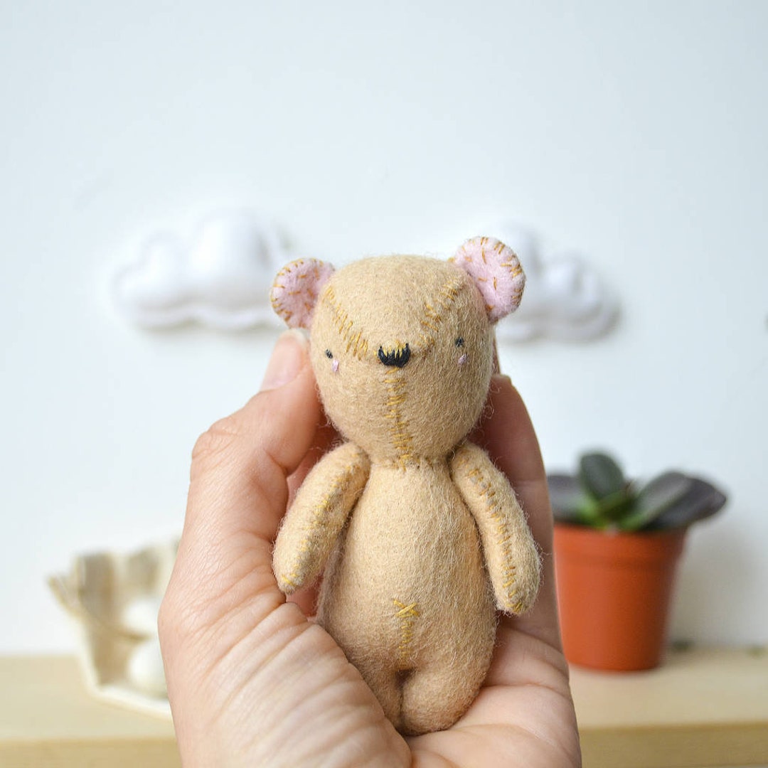 Original Handmade Teddy Bear Wool Felt Miniature Soft Sculpture - Etsy