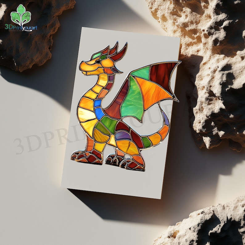 Digital Download Stained Glass Dragon Pattern | Festive Suncatcher ...