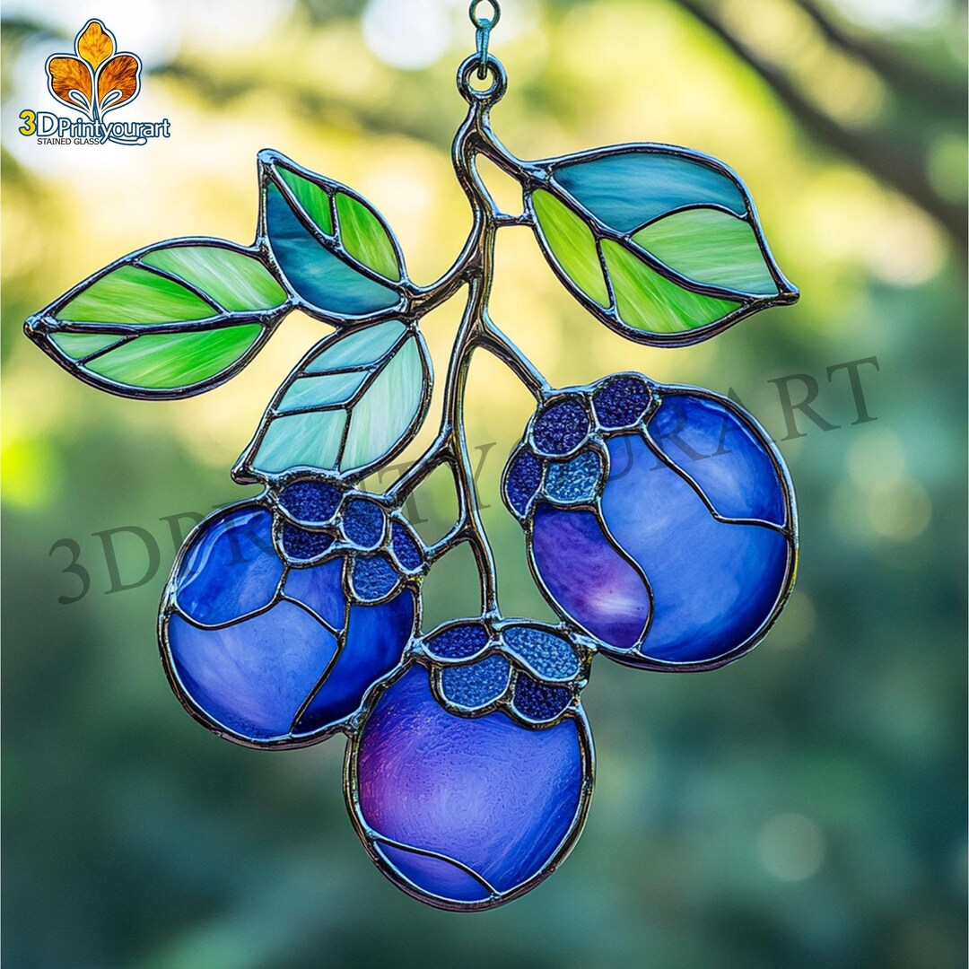 Digital Download Stained Glass Blueberry Bunch Pattern | Festive ...