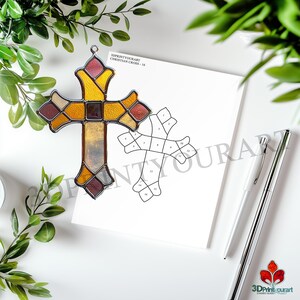 Digital Download Stained Glass Christian Cross Pattern | Festive ...