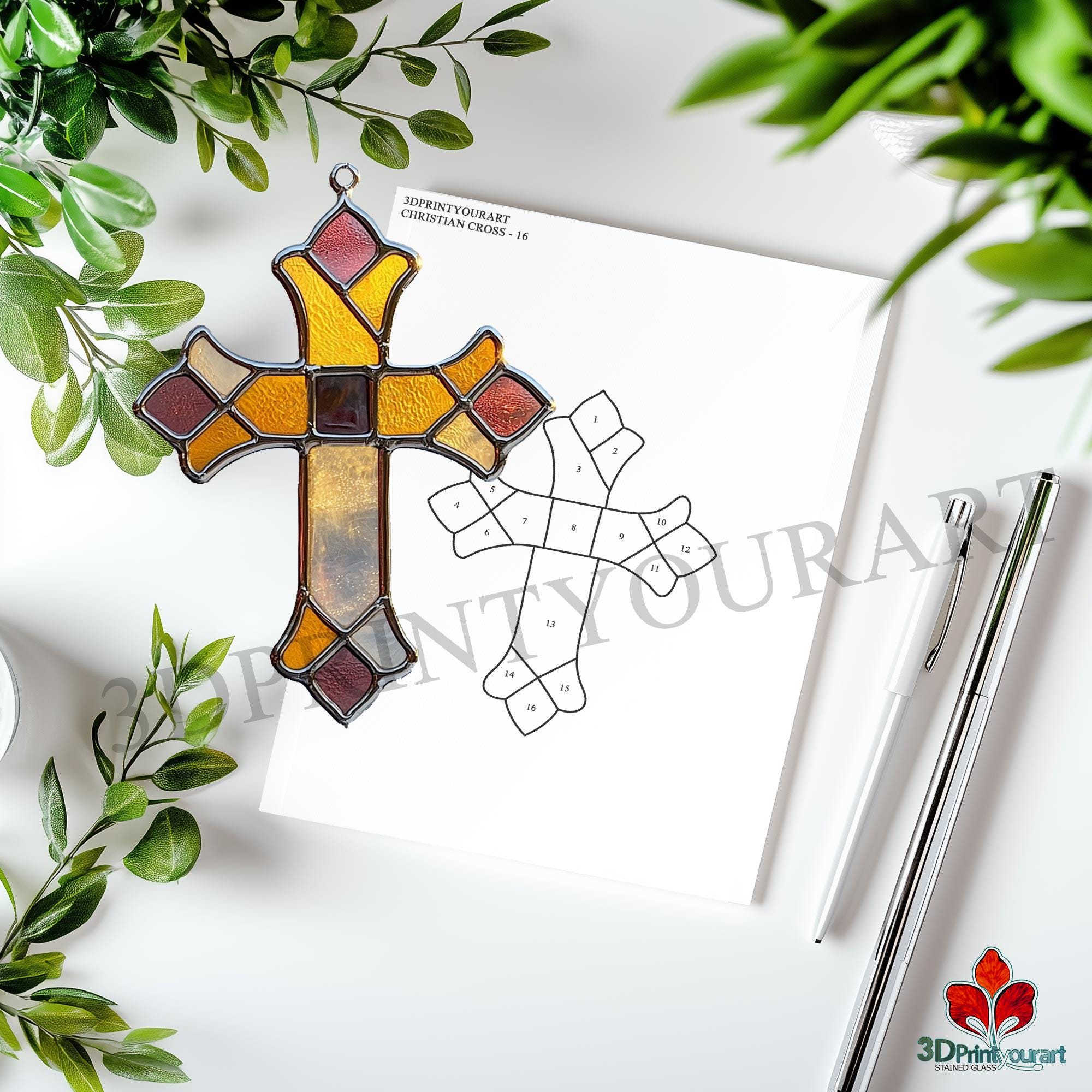 Digital Download Stained Glass Christian Cross Pattern | Festive ...
