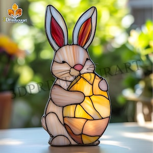 Digital Download Stained Glass Rabbit and Easter Egg Pattern | Festive ...
