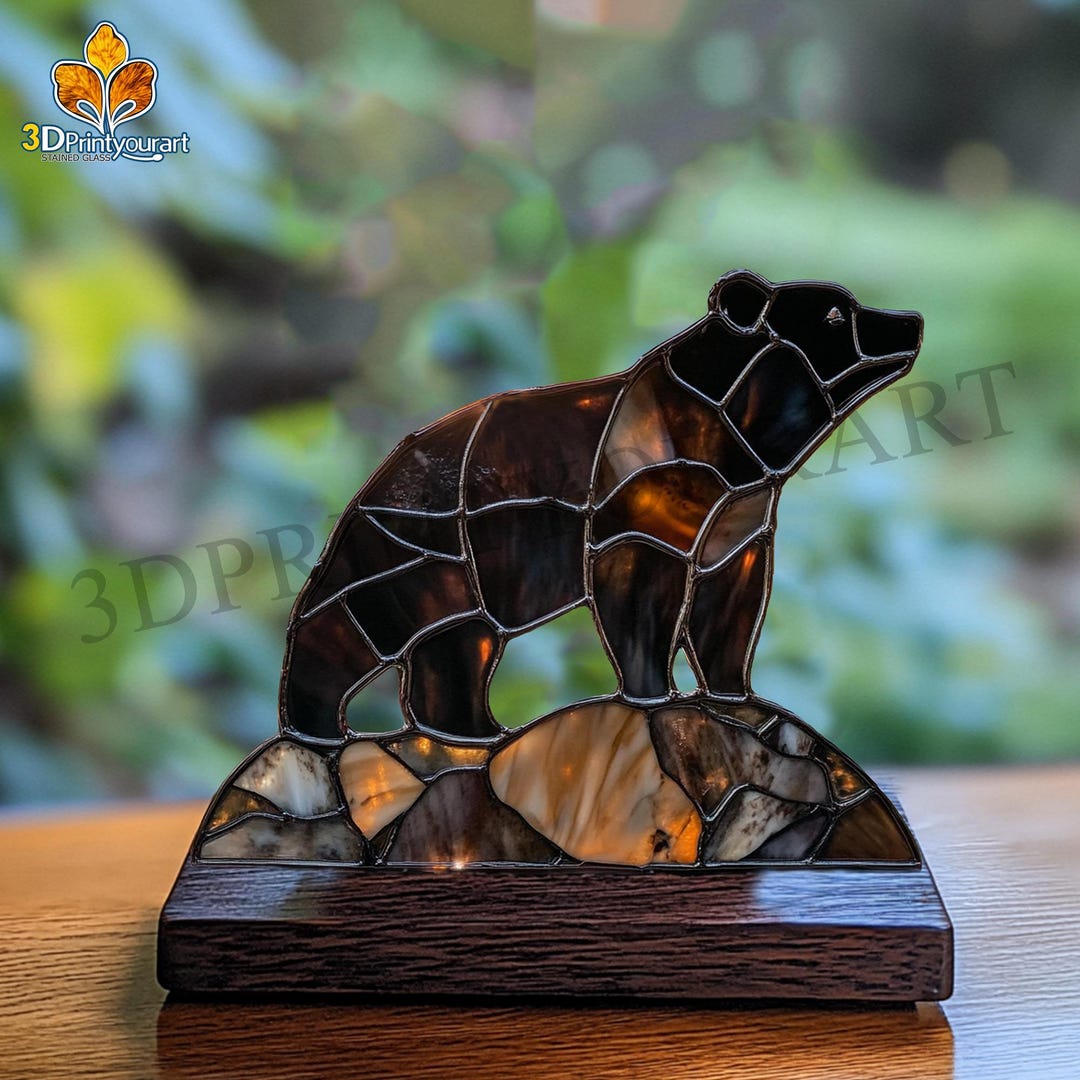 Digital Download Stained Glass Bear 02 Pattern | Festive Suncatcher ...