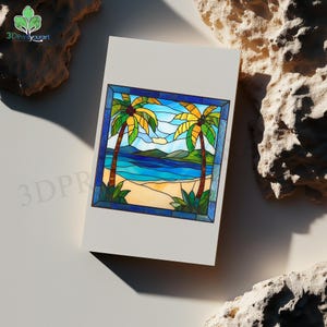 Digital Download Stained Glass Tropical Island Pattern | Festive ...