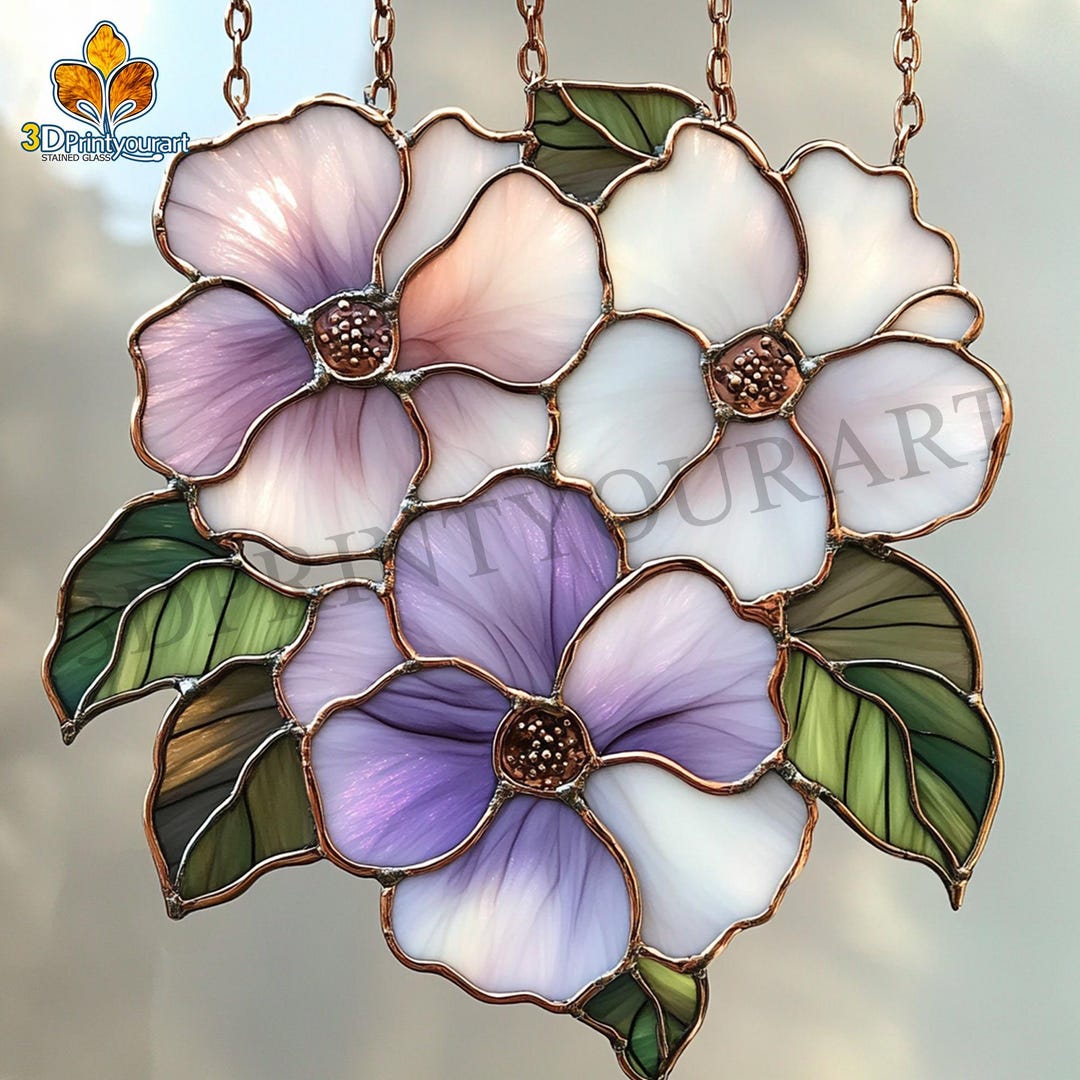 Stained Glass Flower Digital Pattern M02 | Festive Suncatcher Design ...