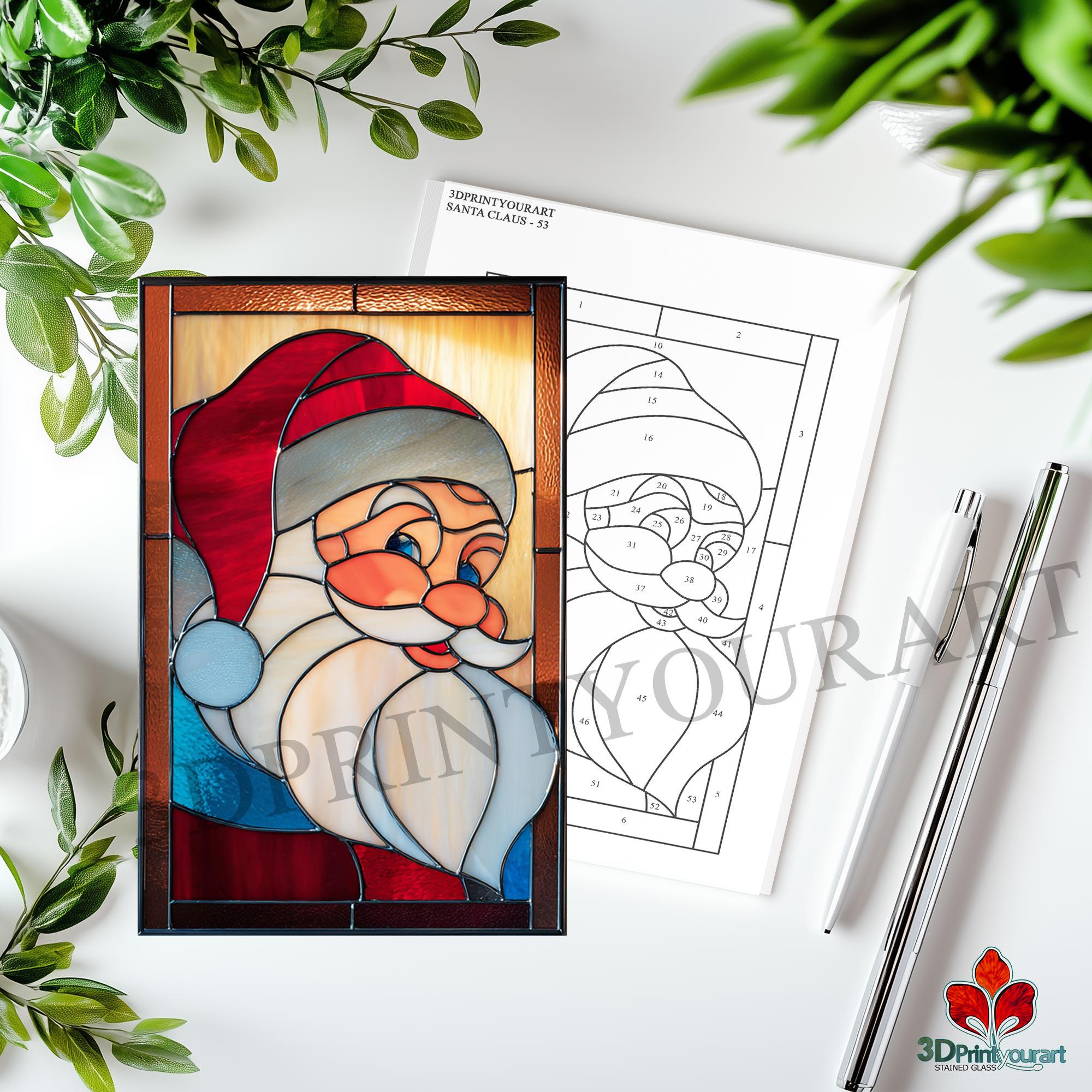 Digital Download Stained Glass Santa Claus Pattern | Festive Suncatcher ...