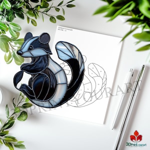 Digital Download Stained Glass Skunk Pattern | Festive Suncatcher ...