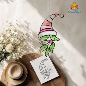 Digital Elf Hat With Striped Pattern Playful Green N02 Stained Glass ...